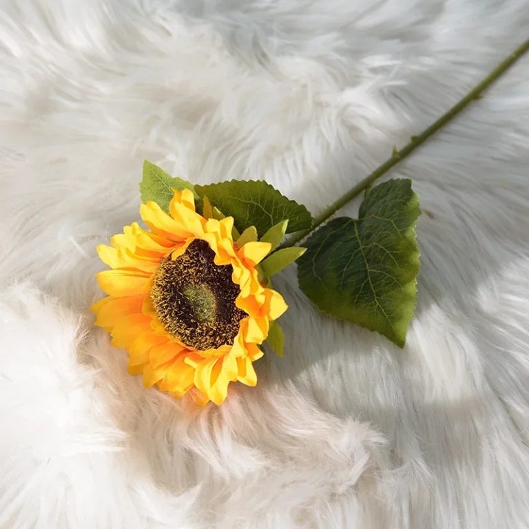 Artificial Single Sunflower Stem with Two Leaves - Mr.BLOSSOM